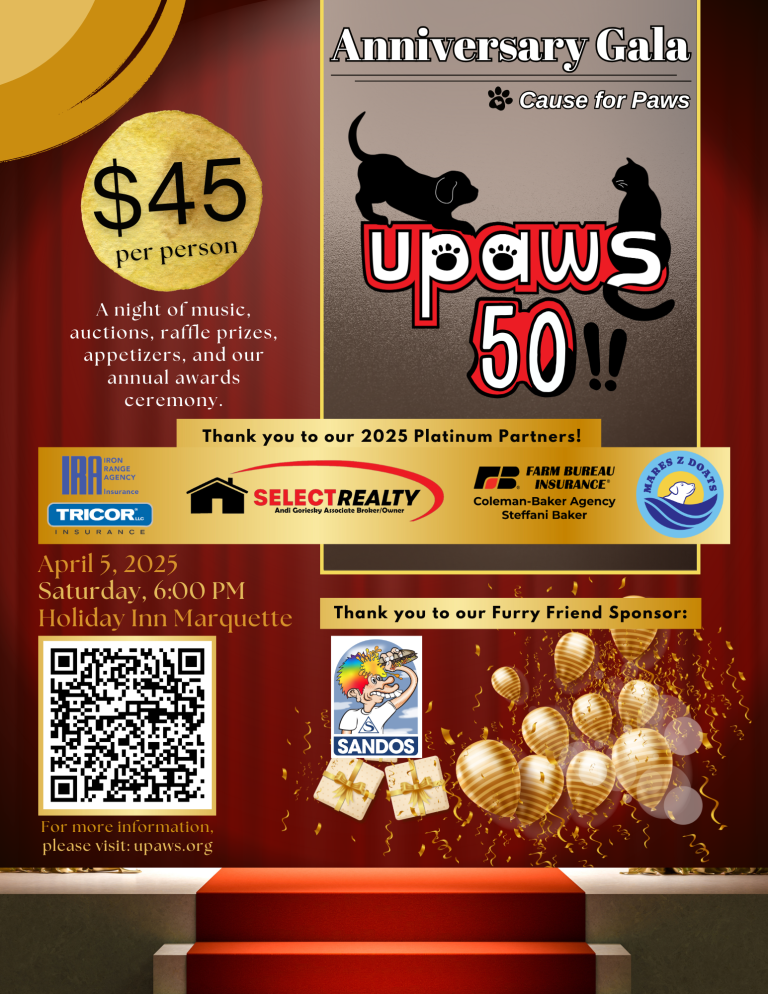 Cause for Paws 50th Anniversary Gala - Upper Peninsula Animal Welfare ...
